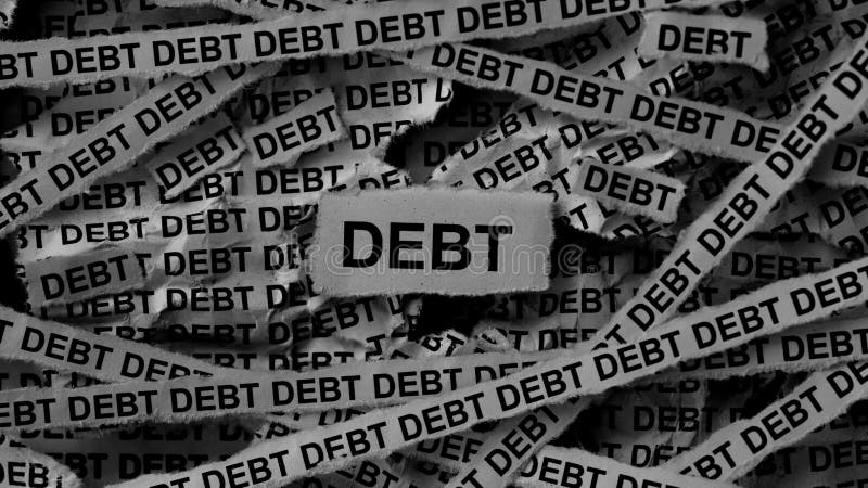 Strips of Newspaper with the Words Debt Typed on Them. Stock Video ...