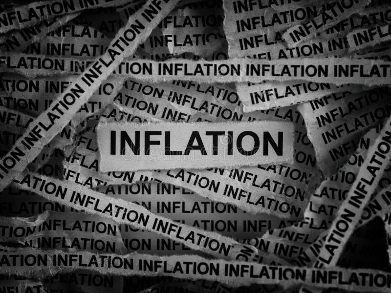 Strips of Newspaper with the Words Inflation Typed on Them Stock Photo ...