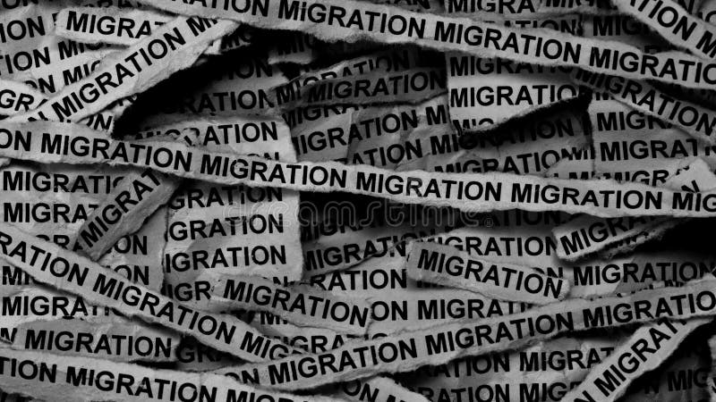 Strips of Newspaper with the Words Migration Typed on Them. Stock Video ...