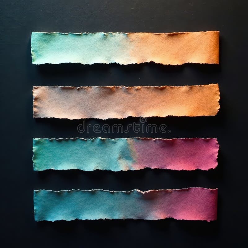 Strips of White Ripped Paper with Ragged Edges, Isolated on Black ...