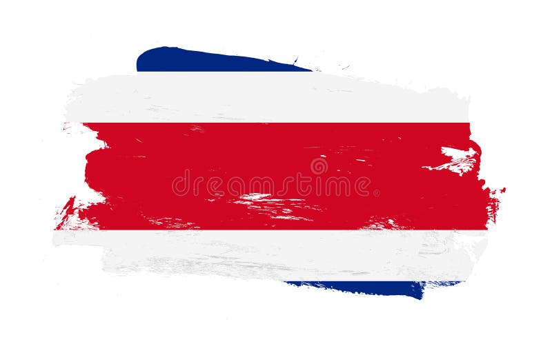 Stroke Brush Painted Distressed Flag of Costa Rica on White Background ...