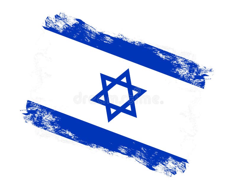 Stroke Brush Painted Flag of Israel on White Background Stock Image ...
