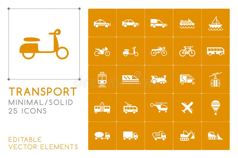 Set of 25 Universal Transport Icons on Color Background . Isolated ...