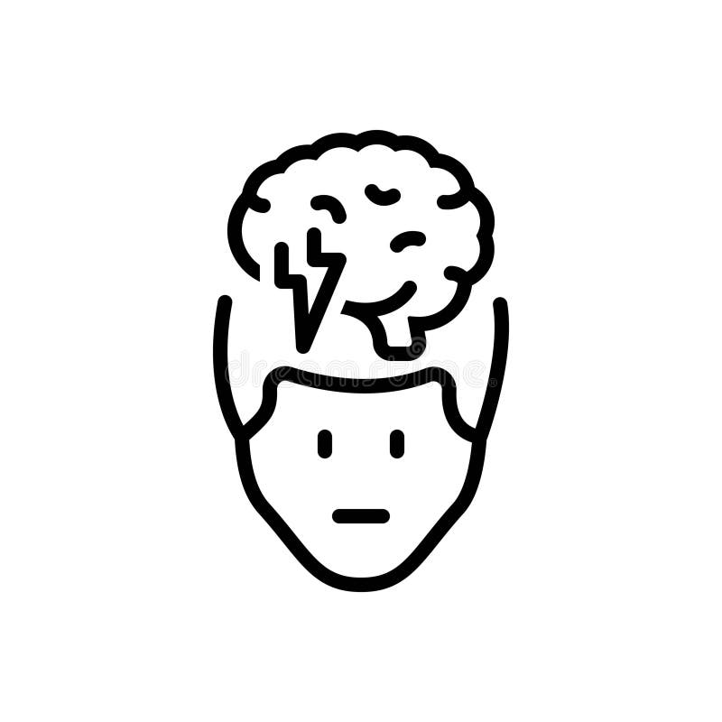Black Line Icon for Stroke, Brain Attack and Disease Stock Illustration ...