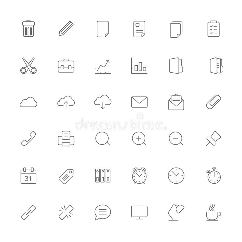 Stroke office icon set stock vector. Illustration of folder - 39814328