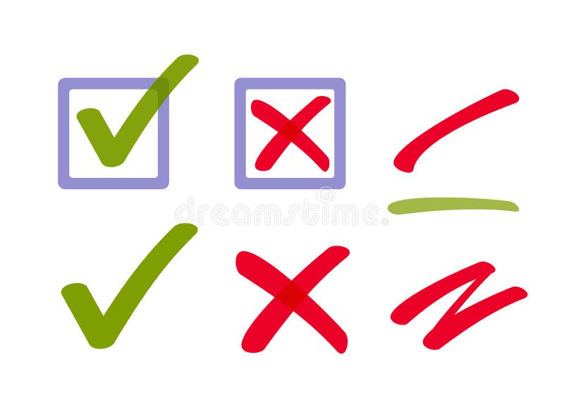 Stroke Red Green Vector Marker Highlight Element As Crossed Out ...