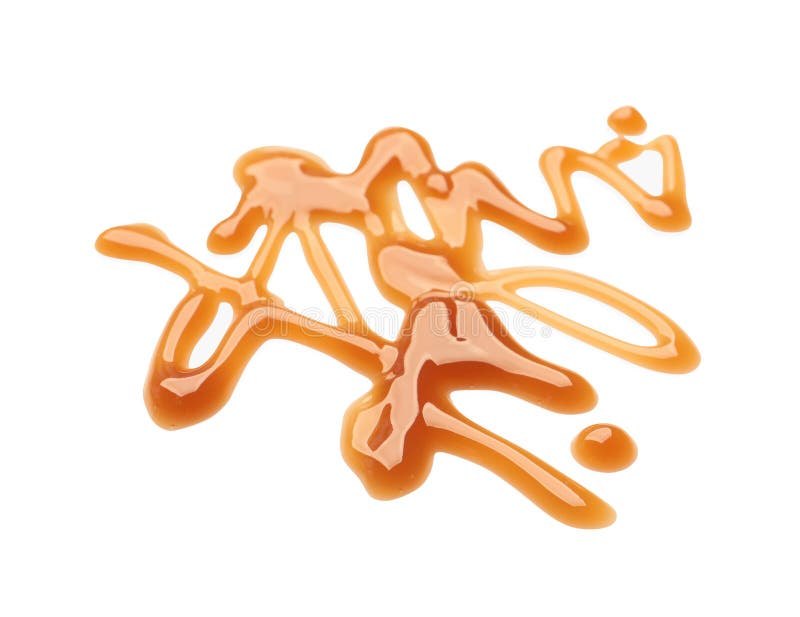 Stroke of Sweet Caramel Sauce Isolated on White Stock Photo - Image of ...