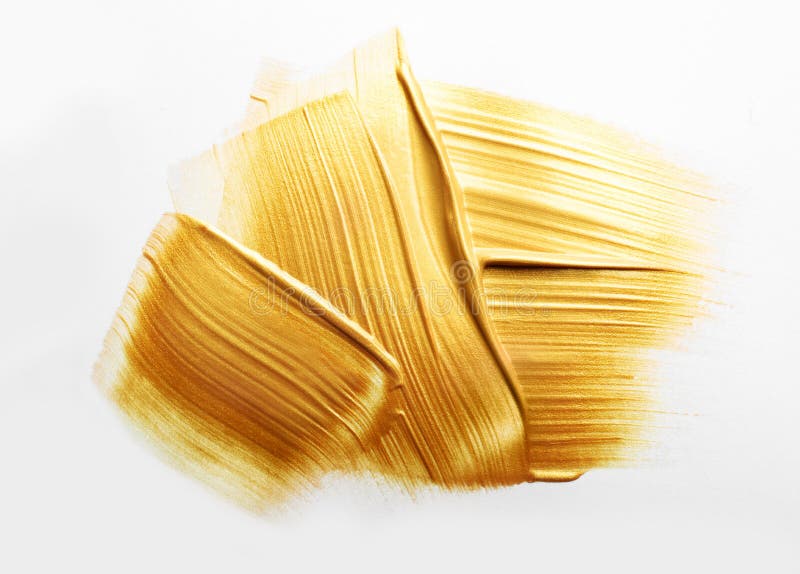 Strokes of Gold Paint Isolated on White Stock Image - Image of paint ...