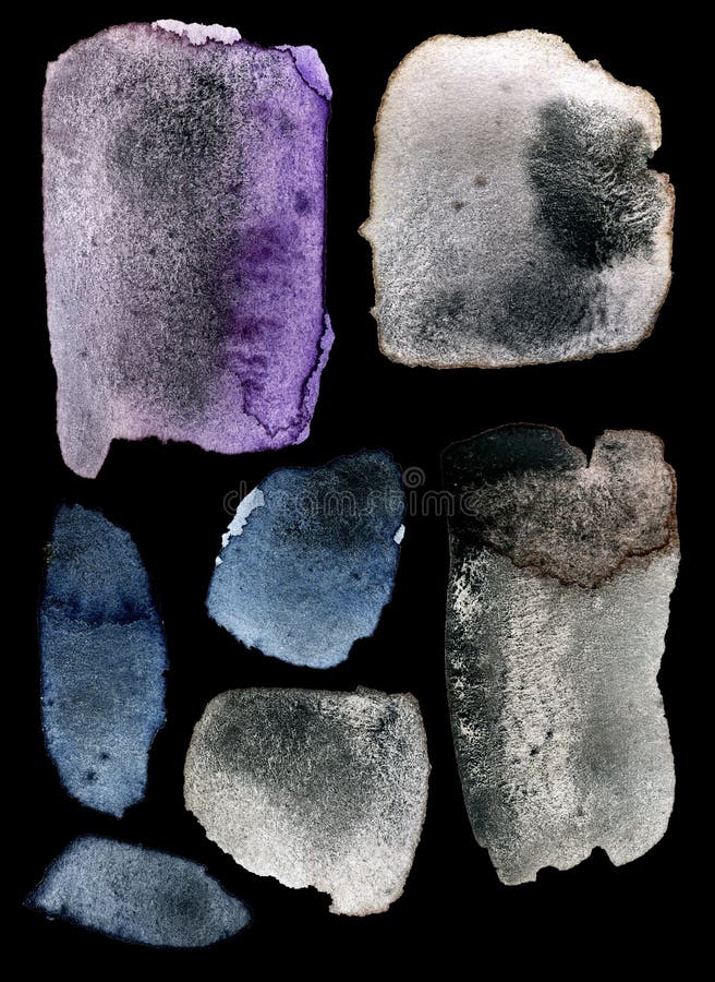 The Set of Different Colors Hand-drawn Random Watercolor Stains with ...