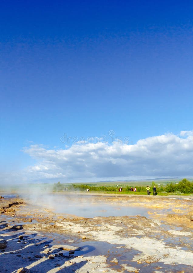 Strokkur Geyser with Blue Sky. Golden Circle, Iceland. Stock Photo ...