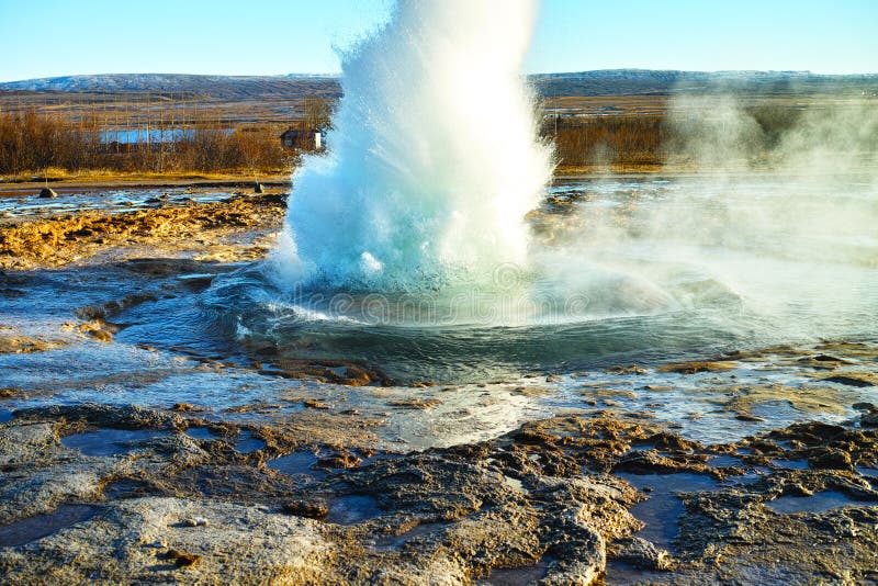 Strokkur Geyser at Geysir, Iceland Stock Photo - Image of energy ...