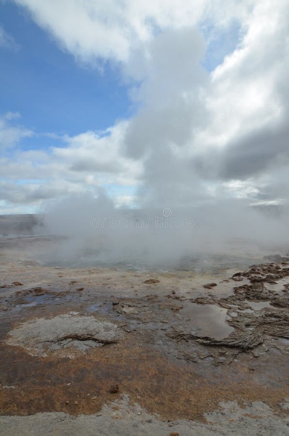Strokkur Geyser in Iceland after it Spouts Stock Image - Image of ...