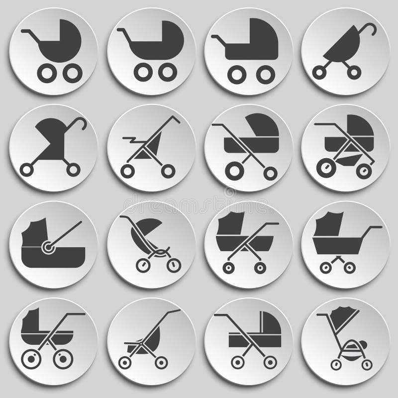 Stroller Icons Set on Background for Graphic and Web Design. Simple ...