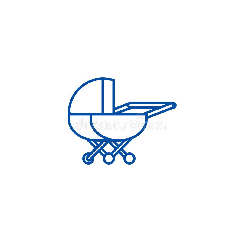 Stroller Line Icon Concept. Stroller Flat Vector Symbol, Sign, Outline ...