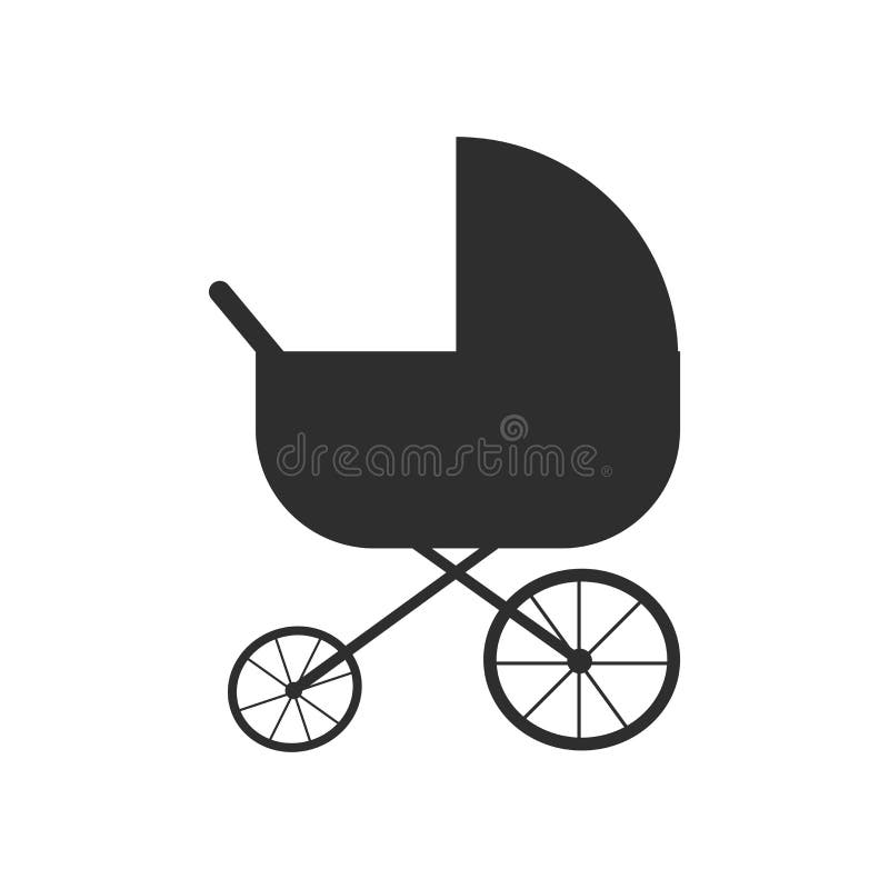 Stroller Silhouette Icon Vector Sign and Symbol Isolated on White ...
