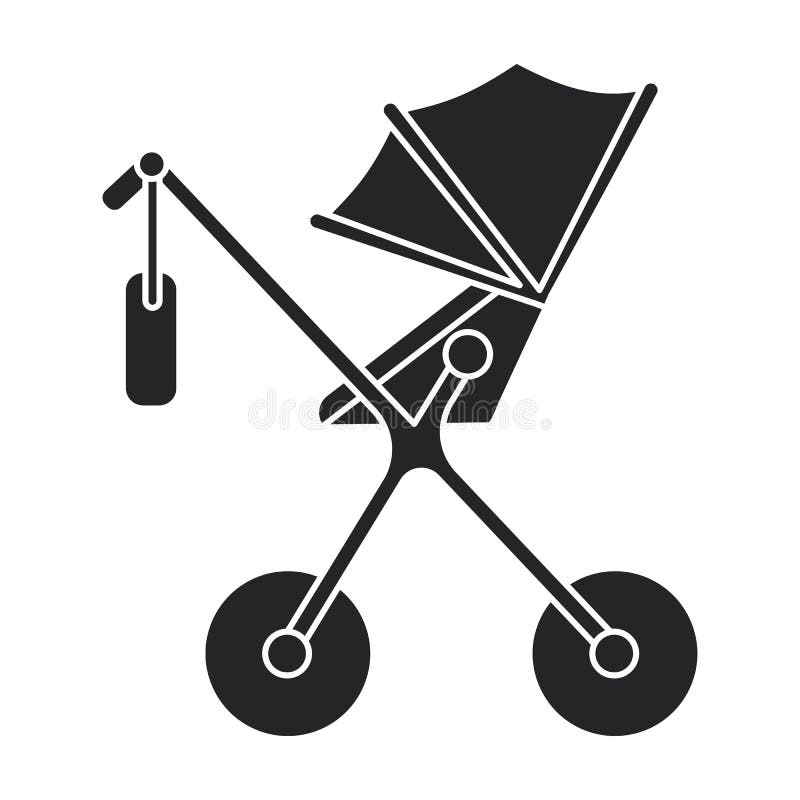Stroller Vector Icon.Black Vector Icon Isolated on White Background ...