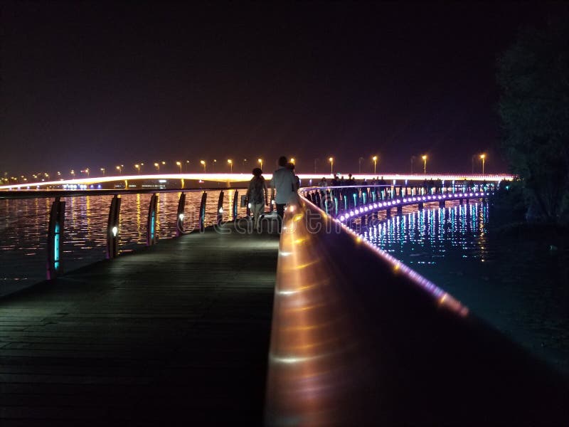 Night at the Boardwalk stock photo. Image of river, boardwalk - 149997824