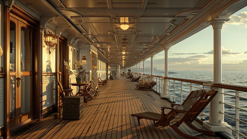 Strolling on Titanics Promenade Deck Stock Illustration - Illustration ...
