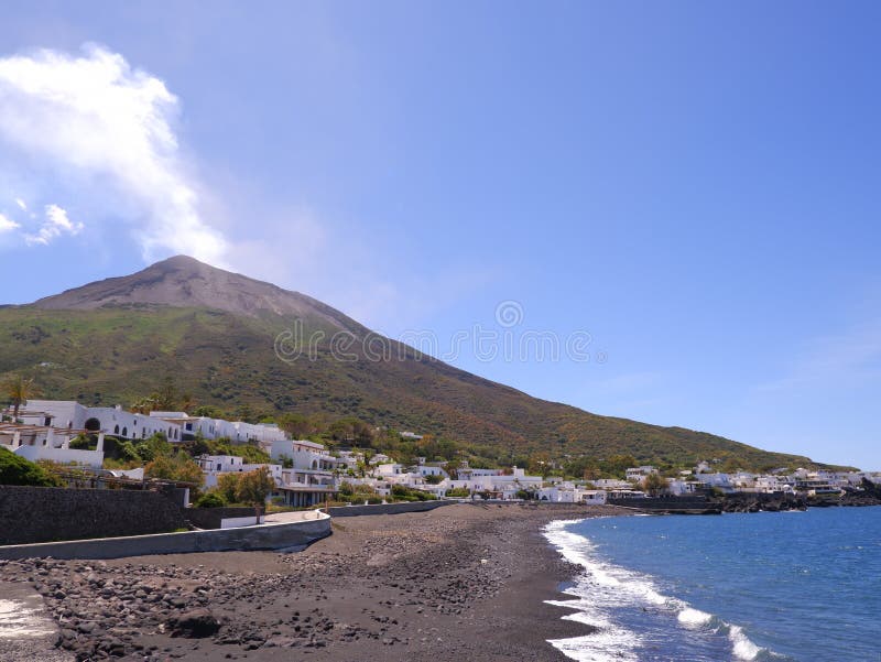 Stromboli Aeolian Island in Sicily Stock Image - Image of boat, main ...