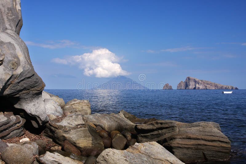 Stromboli Lighthouse, Italy Stock Image - Image of crater, lighthouse ...