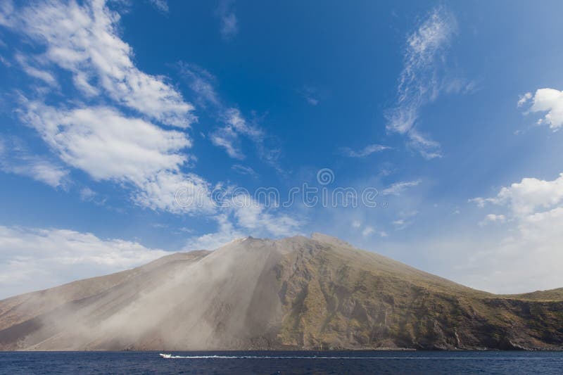 Stromboli Volcano in Sunset Widescreen Banner Stock Image - Image of ...