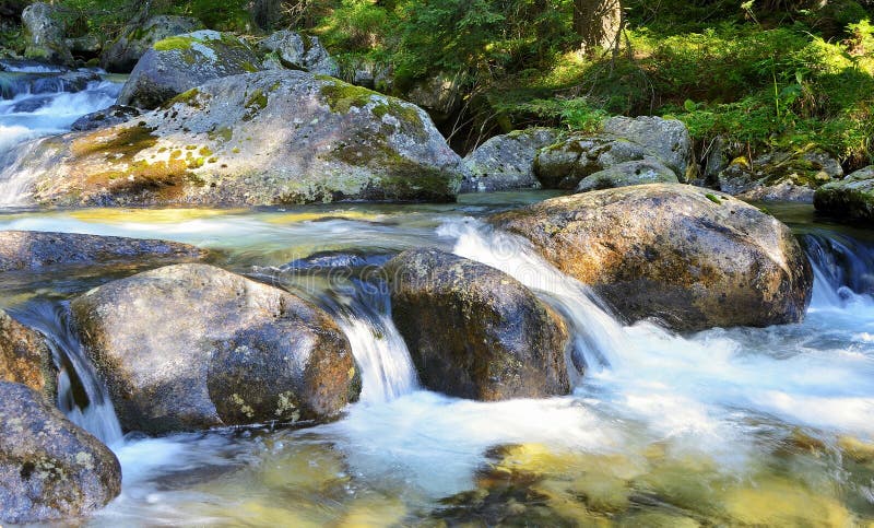 Rocks in Stream Met Vloeiend Stromend Water Arunachal Pradesh, India ...