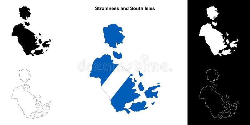 Stromness and South Isles Outline Map Stock Vector - Illustration of ...