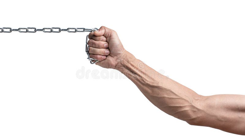Strong Arm and Chain on White Background Stock Photo - Image of ...