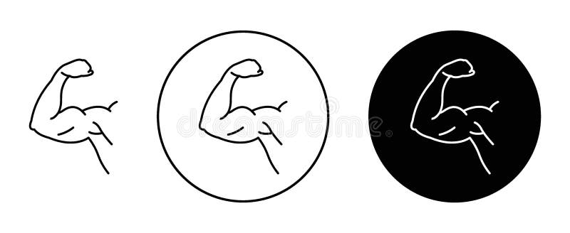 Strong Hand Icon Set. Muscle Flex Power Vector Symbol in a Black Filled ...