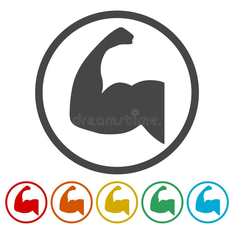 Strong arm icons set stock vector. Illustration of flex - 133569728