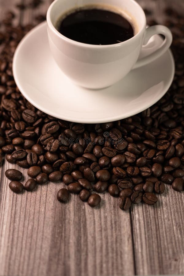 Strong Aromatic Coffee. a Cup of Espresso Stock Image - Image of grain ...
