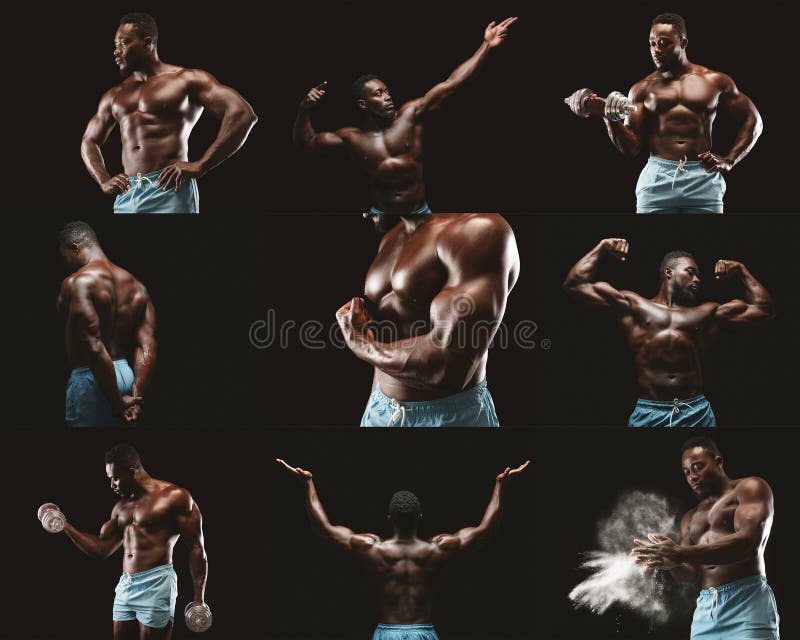 A Strong Athlete Showcasing Powerful Poses in a Dramatic Studio Setting ...