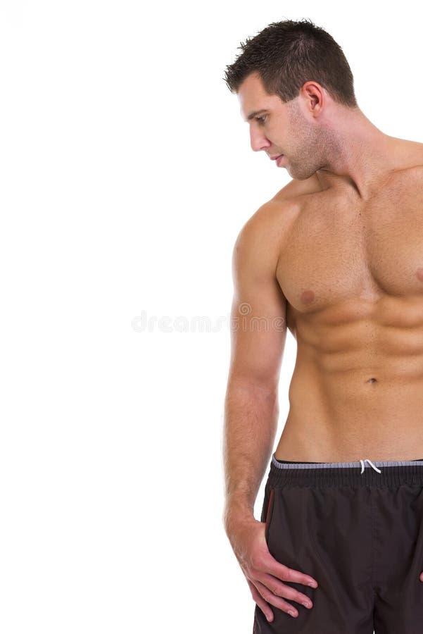 Strong Athletic Man Looking on Copy Space Stock Image - Image of ...