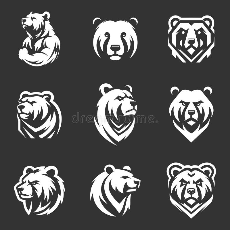 Strong Bear, Logo Strength Symbol Collection Stock Illustration ...