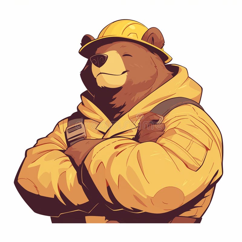 A Strong Bear Sanitation Worker Cartoon Style Stock Vector ...