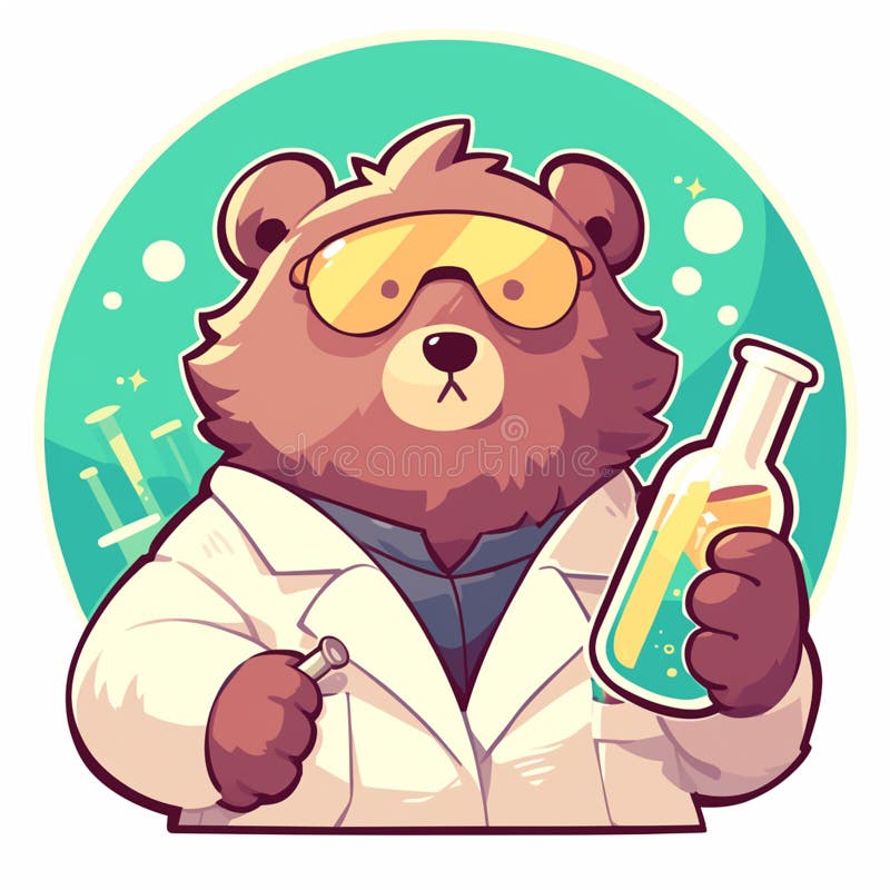 A Strong Bear Scientist Cartoon Style Stock Vector - Illustration of ...