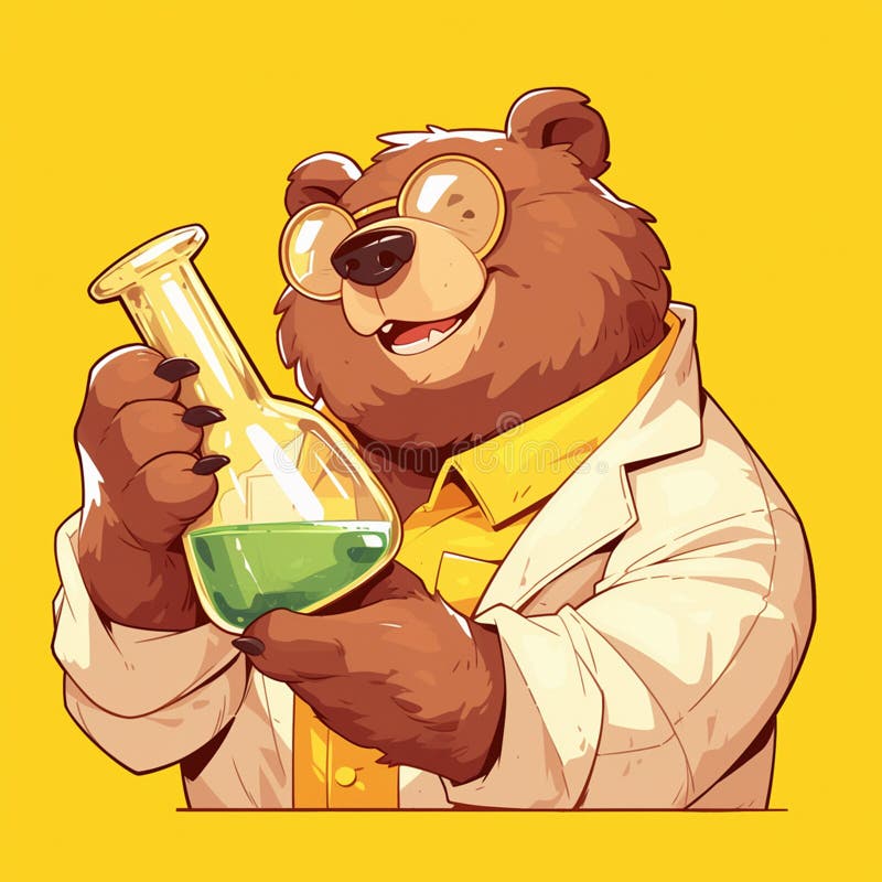 A Strong Bear Scientist Cartoon Style Stock Vector - Illustration of ...