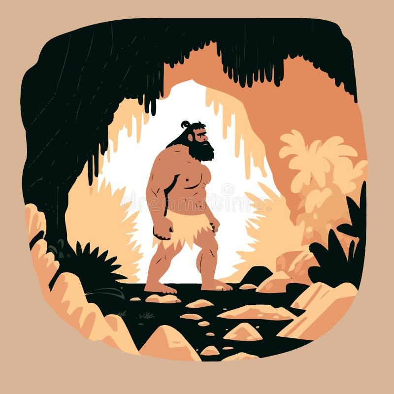 Strong Bearded Primitive Caveman Stock Vector - Illustration of ...