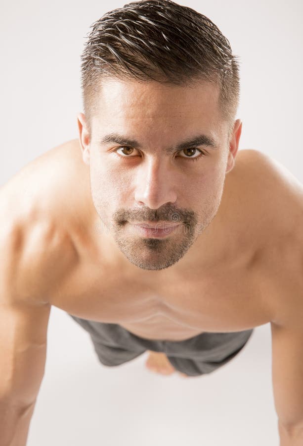 Strong Beautiful Man Doing Sport Stock Image - Image of action, fitness ...