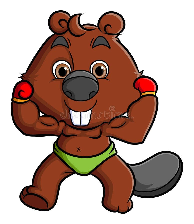 The Strong Beaver is Having a Big Muscle on Hand Stock Vector ...