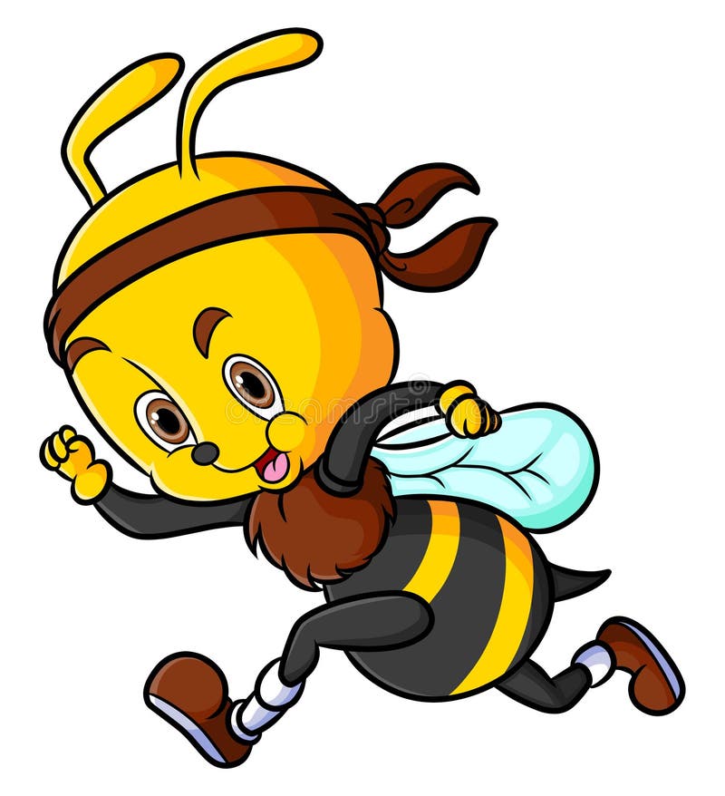 The Strong Bee is Doing the Marathon and Run Very Fast Stock Vector ...