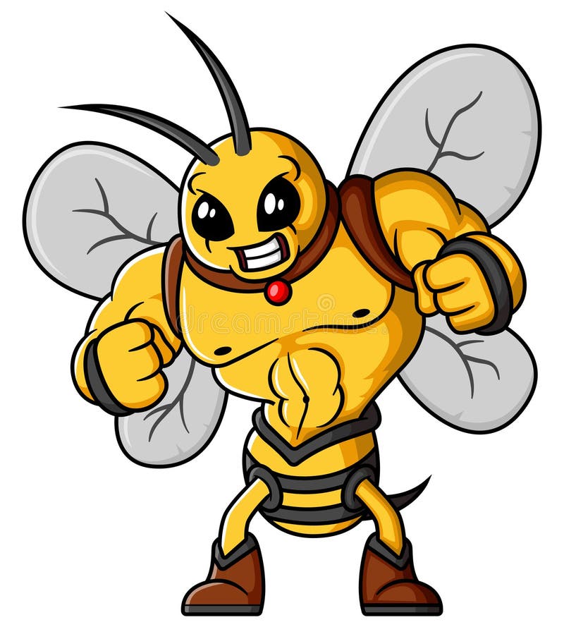 Strong Bee Fighter Cartoon Character Stock Vector - Illustration of ...