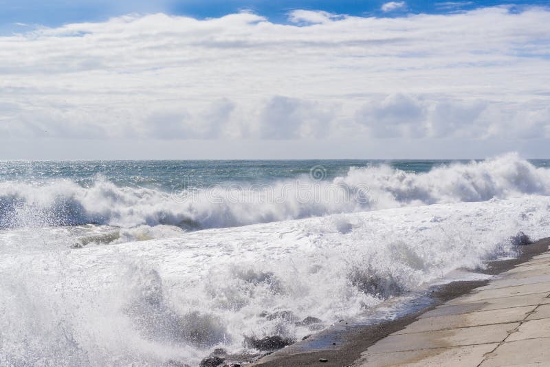 Strong waves of the sea stock photo. Image of spray - 106218240
