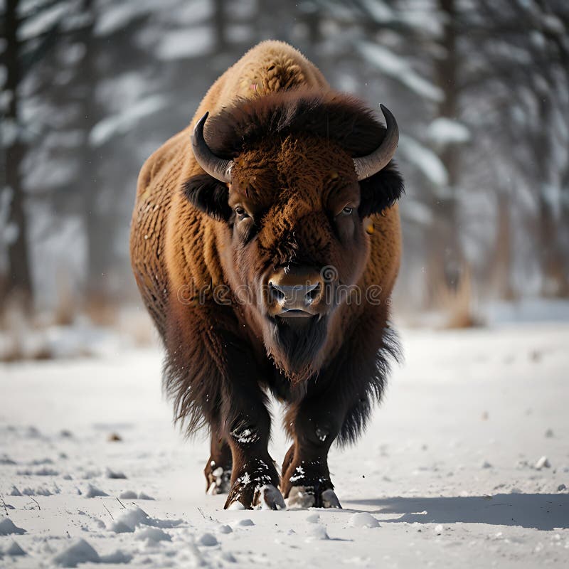A Strong-Bison-with a-white-background Stock Illustration ...