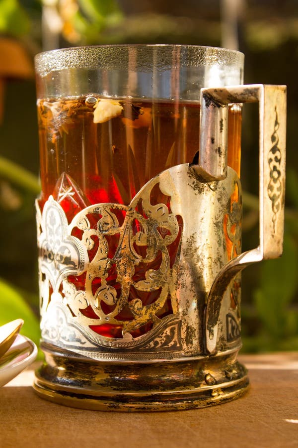 Strong Black Tea in a Transparent Mug Stock Photo - Image of recreation ...