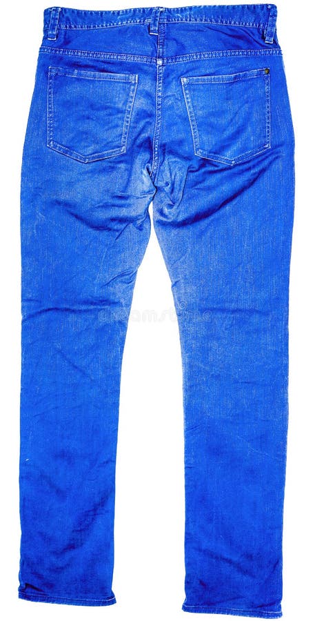 Strong Blue Man Jeans Back Lay on White Back Stock Image - Image of ...