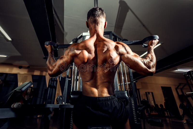 Strong Bodybuilder Doing Heavy Weight Exercise for Back Stock Photo ...