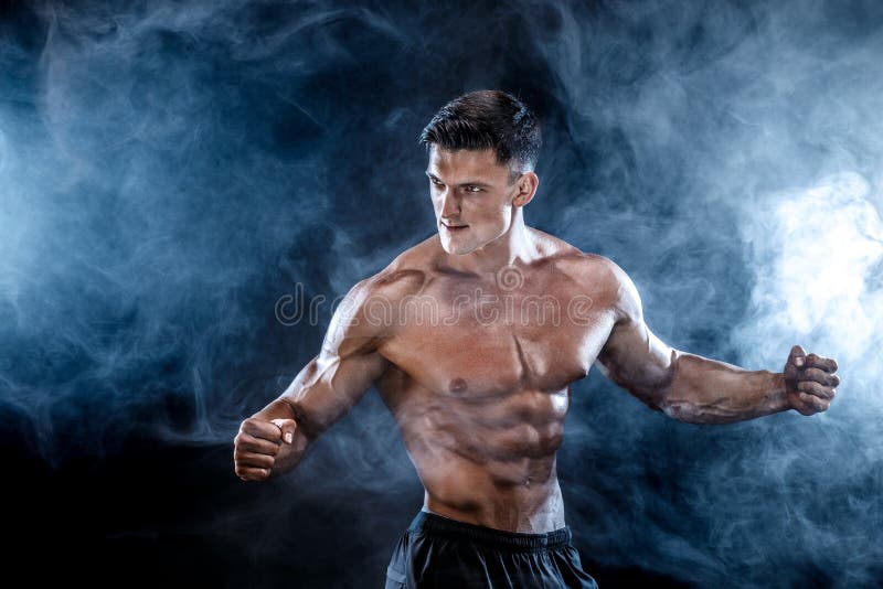 Strong Bodybuilder Man with Perfect Abs, Shoulders,biceps, Triceps ...