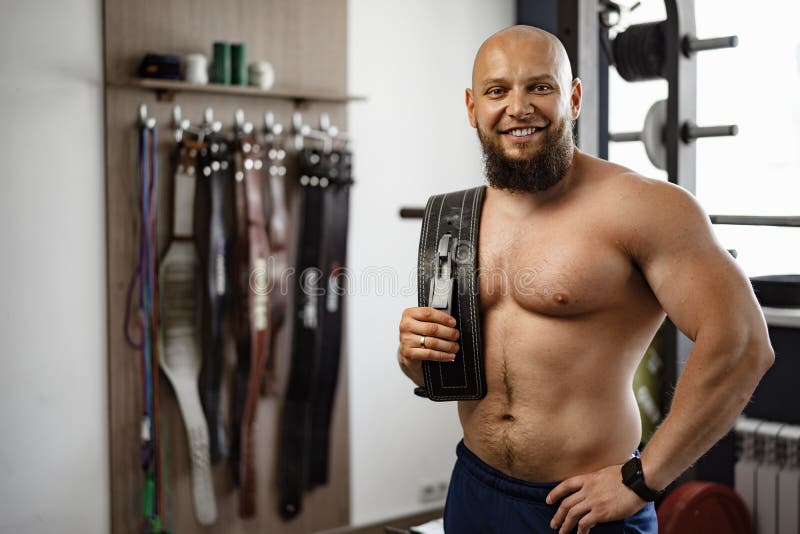 Strong Bodybuilder with Muscular Chest and Shoulders in Gym Stock Image ...