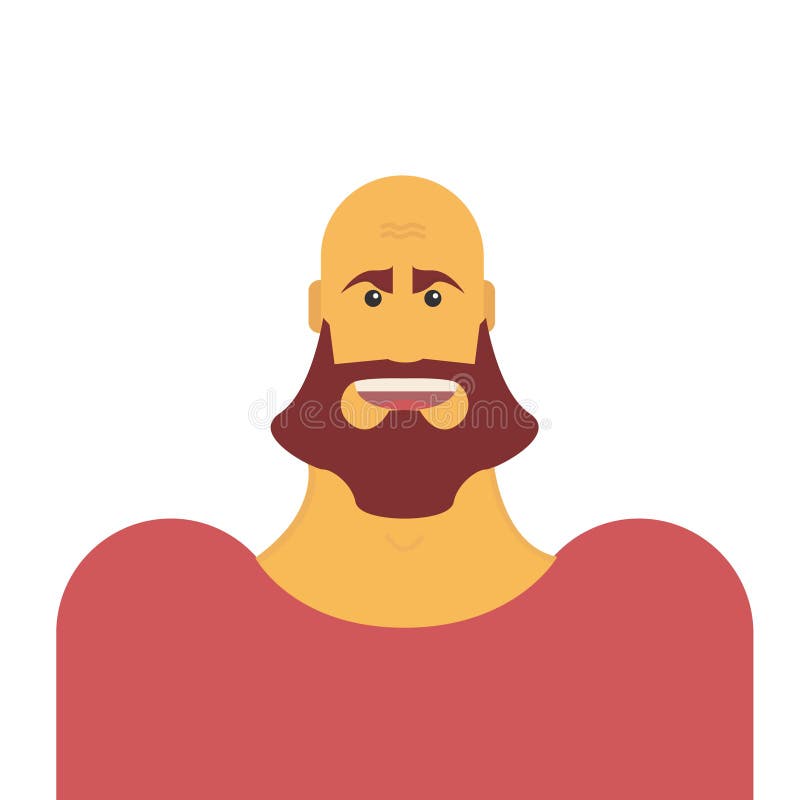 Strong Bold Man in Flat Design Stock Illustration - Illustration of ...